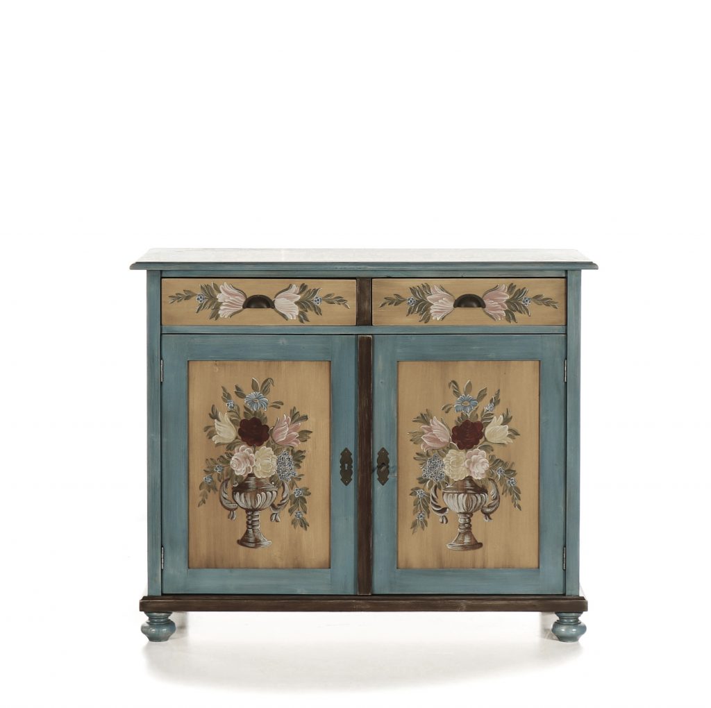 Modrá malovaná dvířková komoda — Svět Pokladů